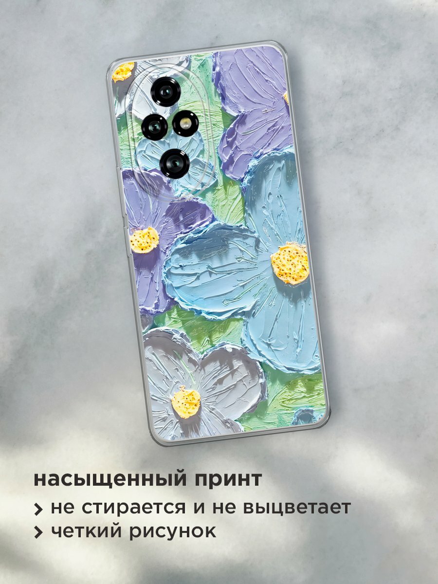 Чехол на Honor 200 Pro / Хонор 200 Про с принтом "Масляные цветы 2" — фото 1