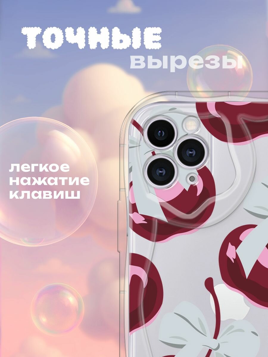 Чехол на Apple iPhone 11 Pro / Айфон 11 про с принтом "Вишни с бантами" — фото 1
