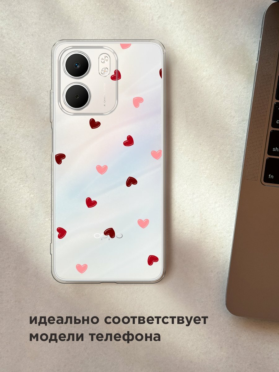 Чехол на Oppo A5x / Оппо А5x с принтом "Бордовые сердечки 2" — фото 1