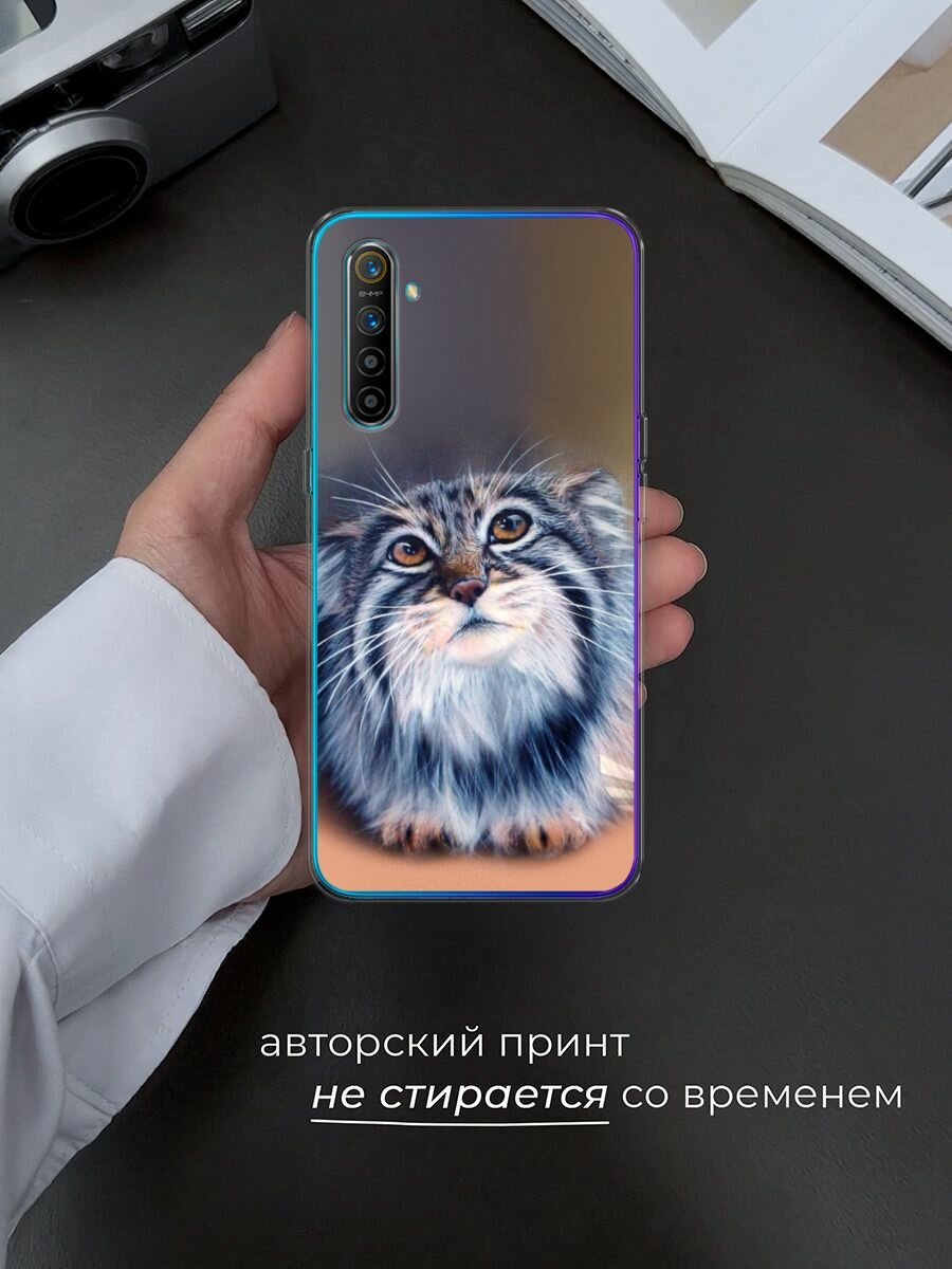 Силиконовый чехол на Realme XT / Реалми XT с принтом "Кот манул 2" — фото 1