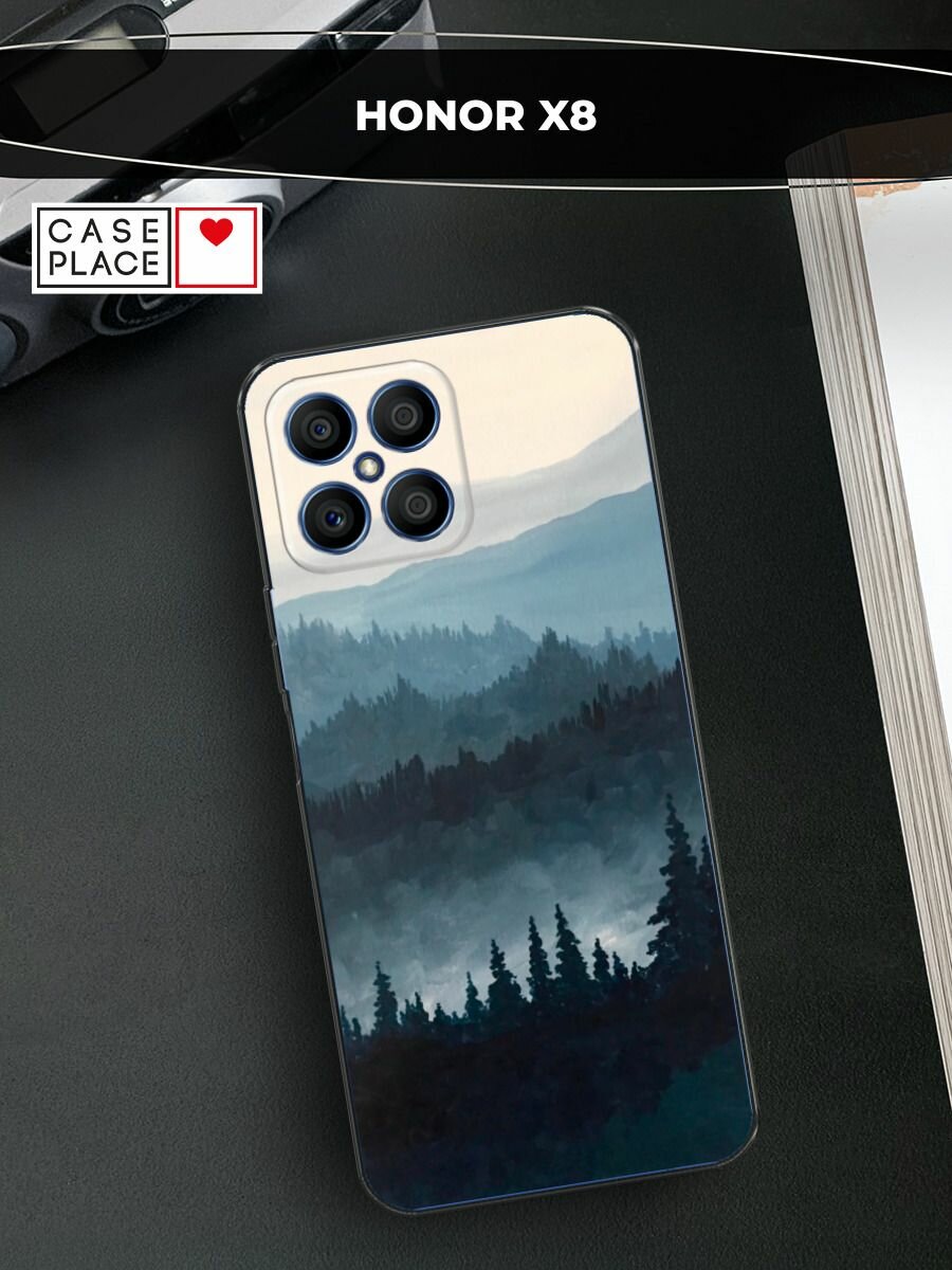 Силиконовый чехол на Honor X8 / Хуавей X8 с принтом "Туманные горы"