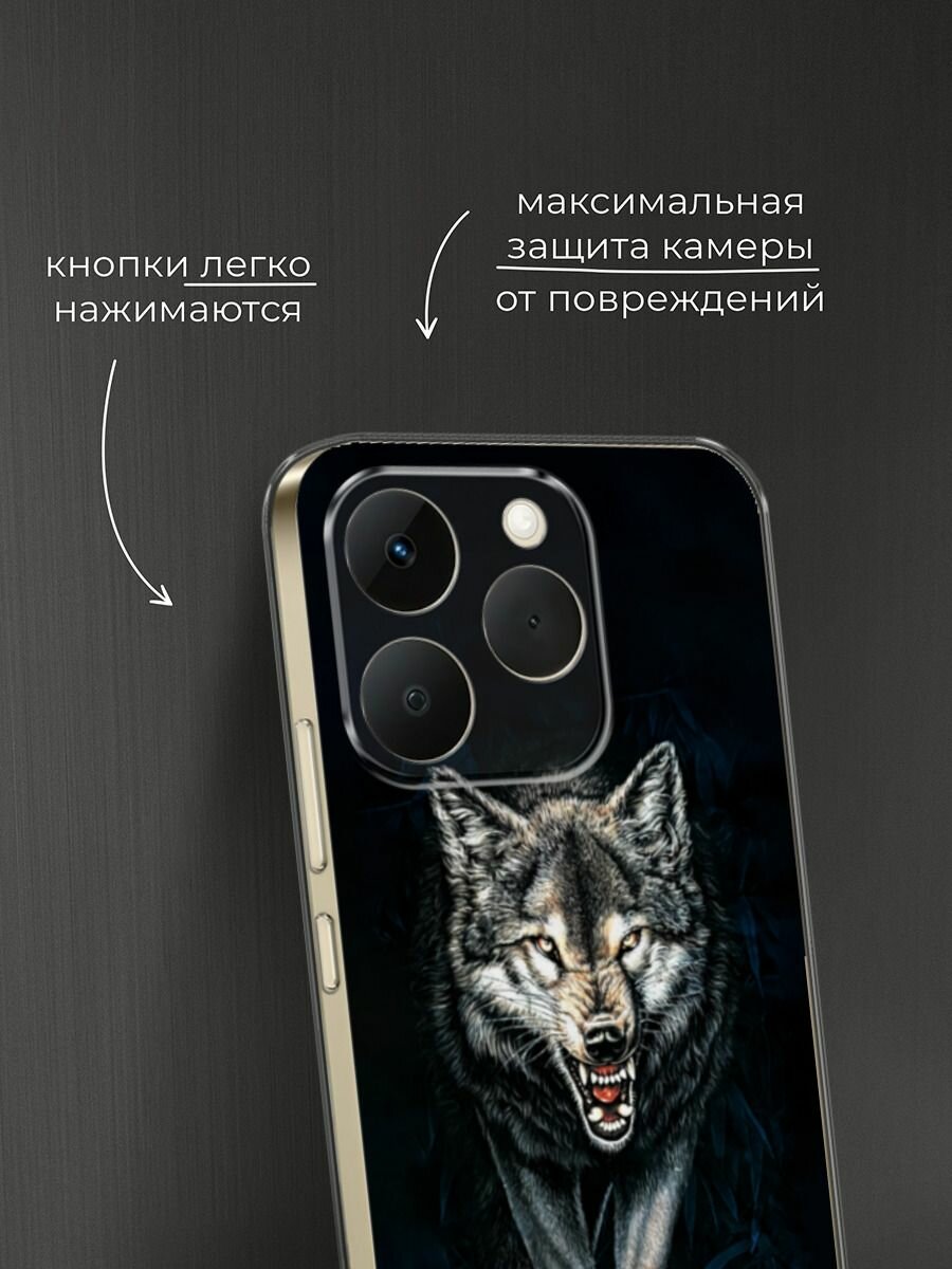 Чехол на Realme 15T / Реалми 15Т с принтом "Злобный волк из ночи" — фото 1