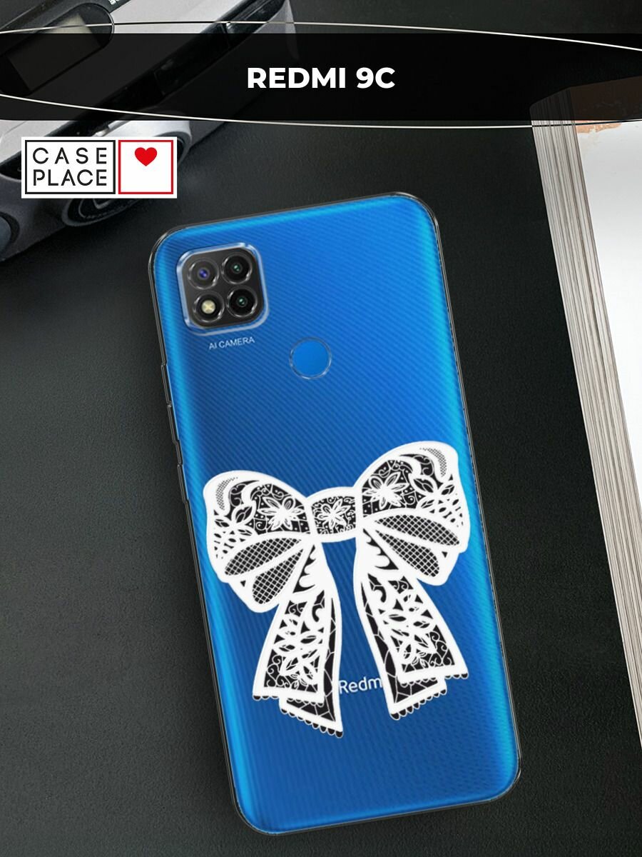 Чехол на Xiaomi Redmi 9C / Сяоми Редми 9C с принтом "Черно-белый бант 2"