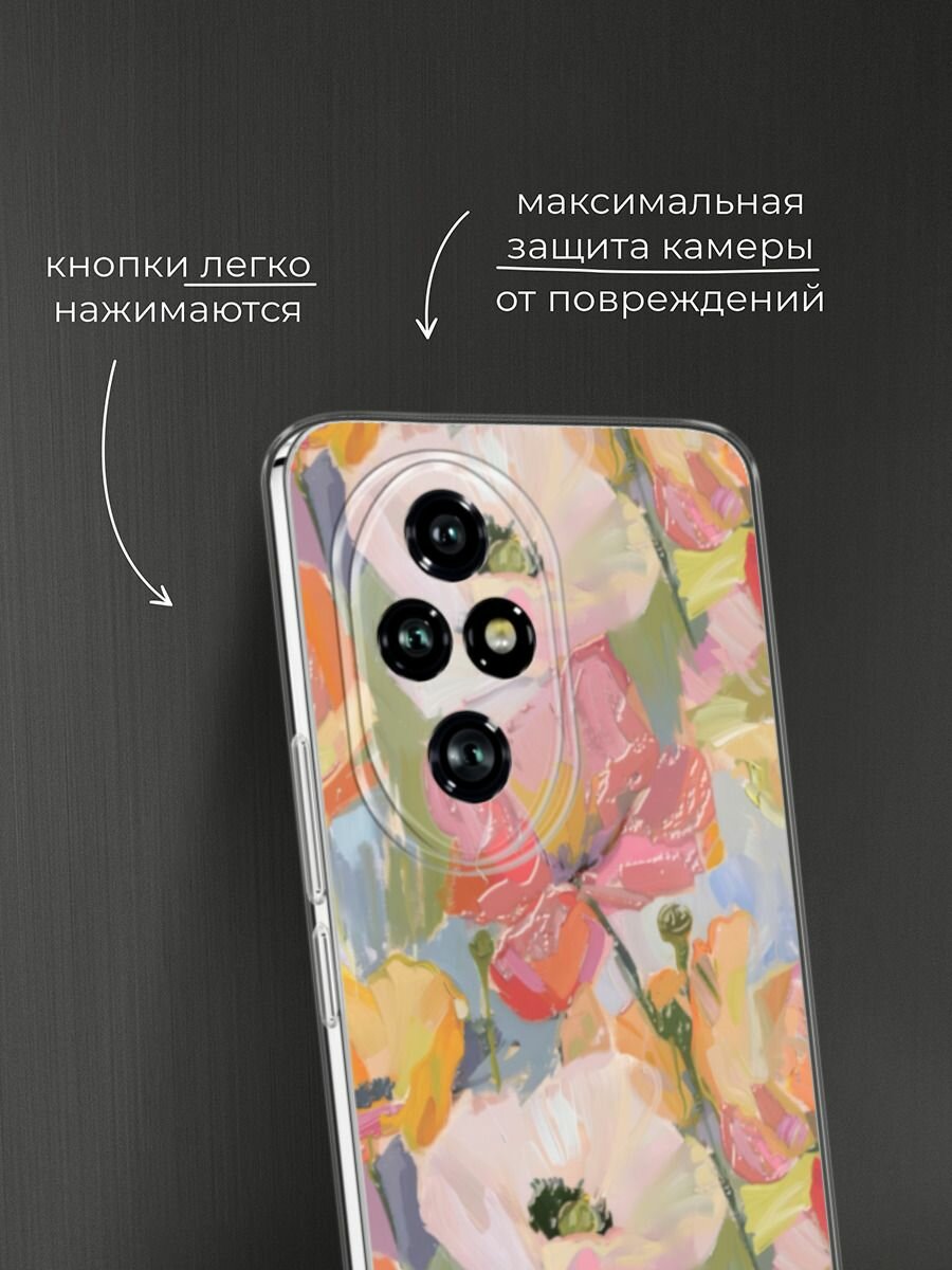 Чехол на Honor 200 Pro / Хонор 200 Про с принтом "Акварельные анемоны" — фото 1