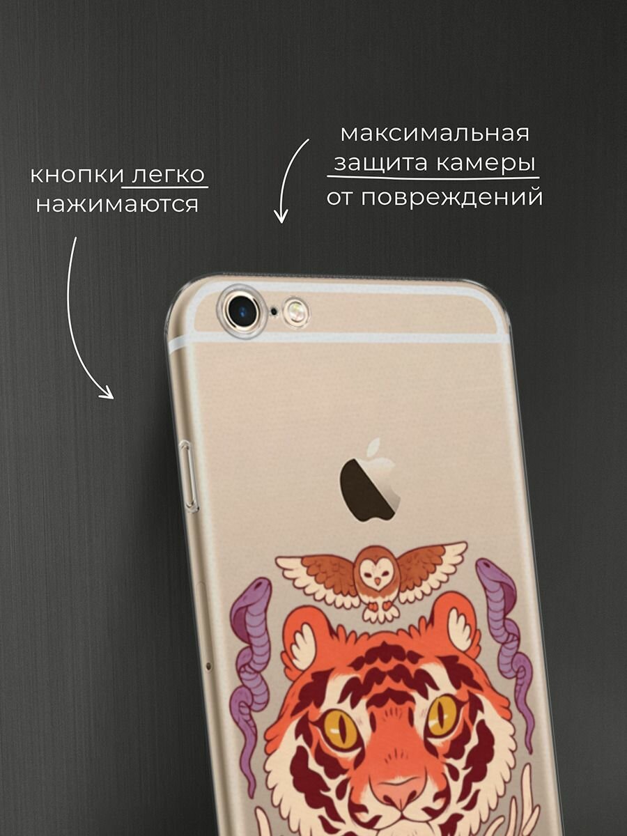 Чехол на Apple iPhone 6 Plus/6S Plus / Айфон 6 Плюс/Айфон 6С Плюс с принтом "Лесные обитатели", прозрачный — фото 1