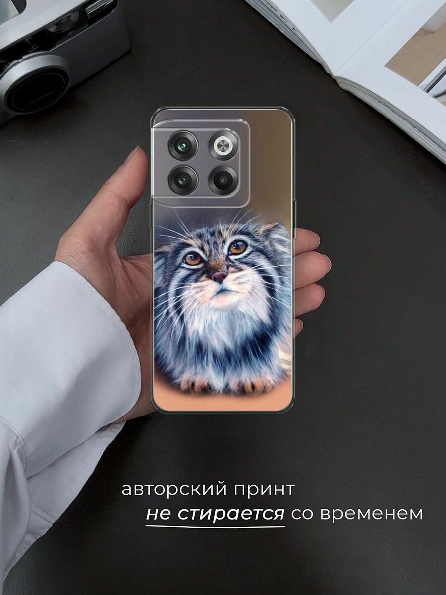 Силиконовый чехол на OnePlus 10T / Ван плюс 10T с принтом "Кот манул 2" — фото 1