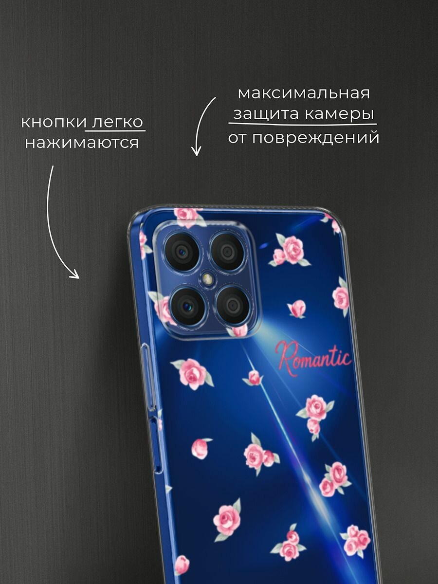 Чехол на Honor X8 / Хуавей X8 с принтом "Romantic 2", прозрачный — фото 1