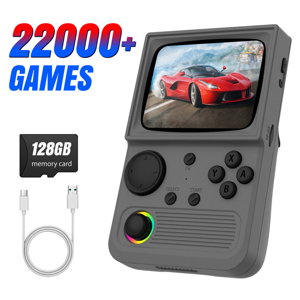 R36T ретро портативная игровая консоль 22000+ игр с 3,5 дюймовым экраном IPS HD портативная карманная видеоконсоль