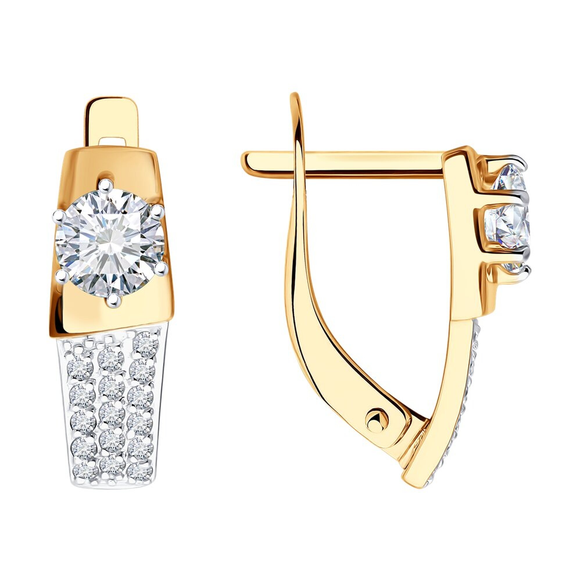 Серьги, красное золото, 585 проба, фианит