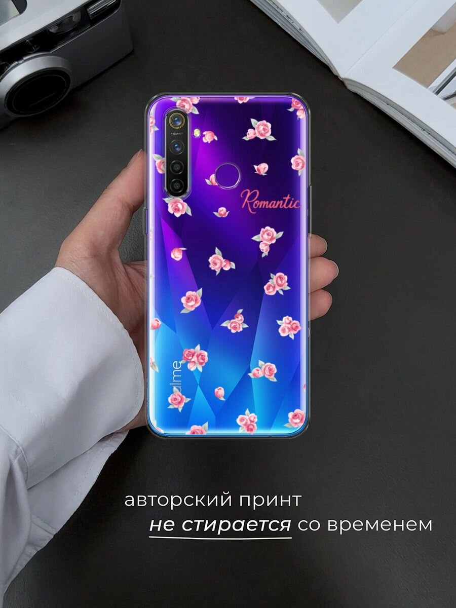 Чехол на Realme 5 Pro / Реалми 5 Про с принтом "Romantic 2", прозрачный — фото 1