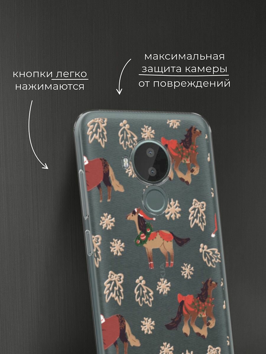 Чехол на Nokia C30 / Нокия C30 с принтом "Новогодние лошадки 2" — фото 1