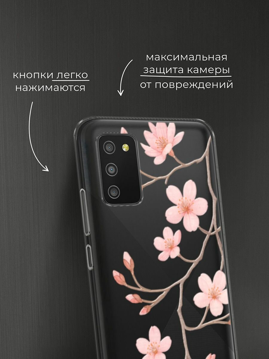 Чехол на Samsung Galaxy A02s / Самсунг Галакси A02s с принтом "Веточка распускающейся сакуры 2" — фото 1