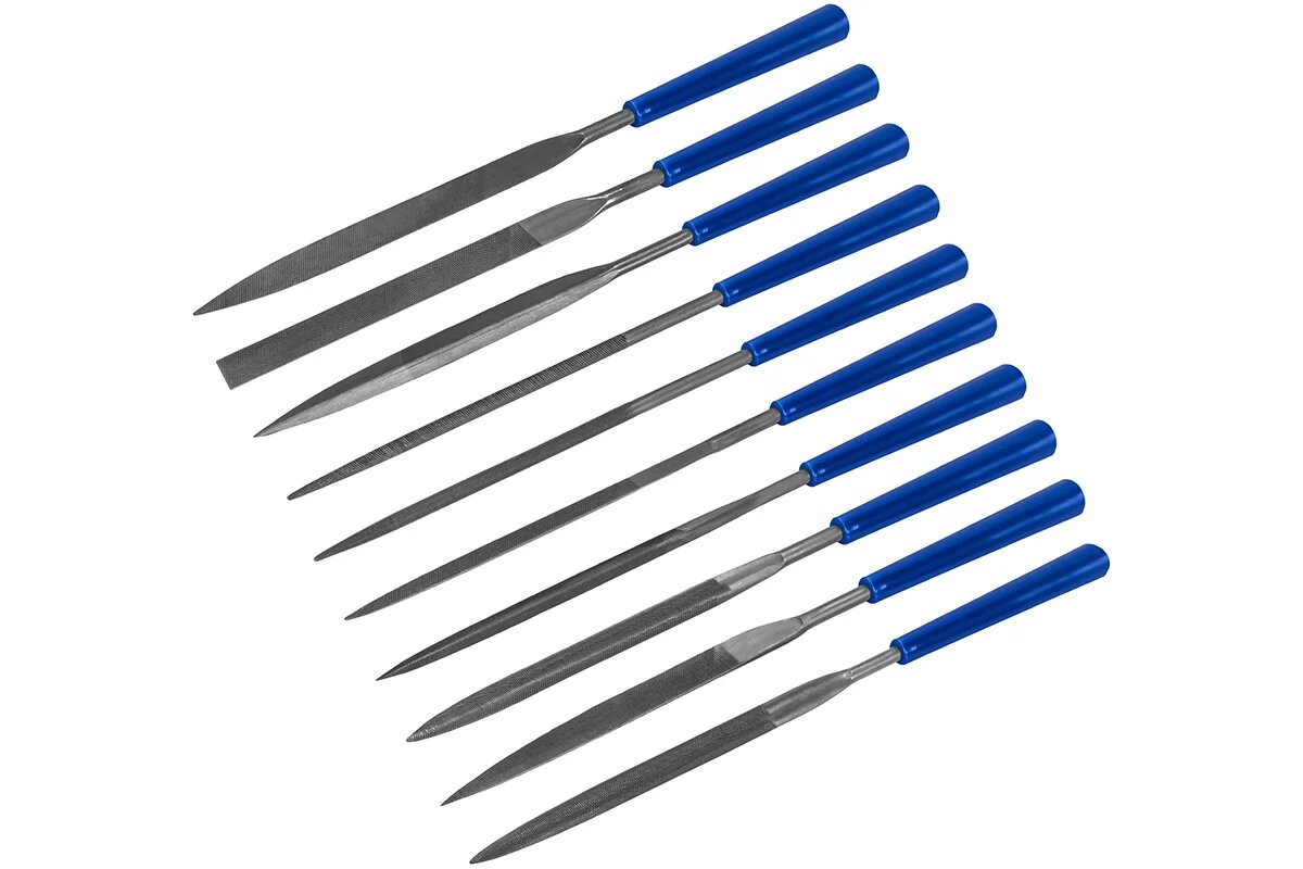 Кобальт Набор надфилей №1 160х70х4 мм 10 шт обрезиненные рукоятки чехол 790-120