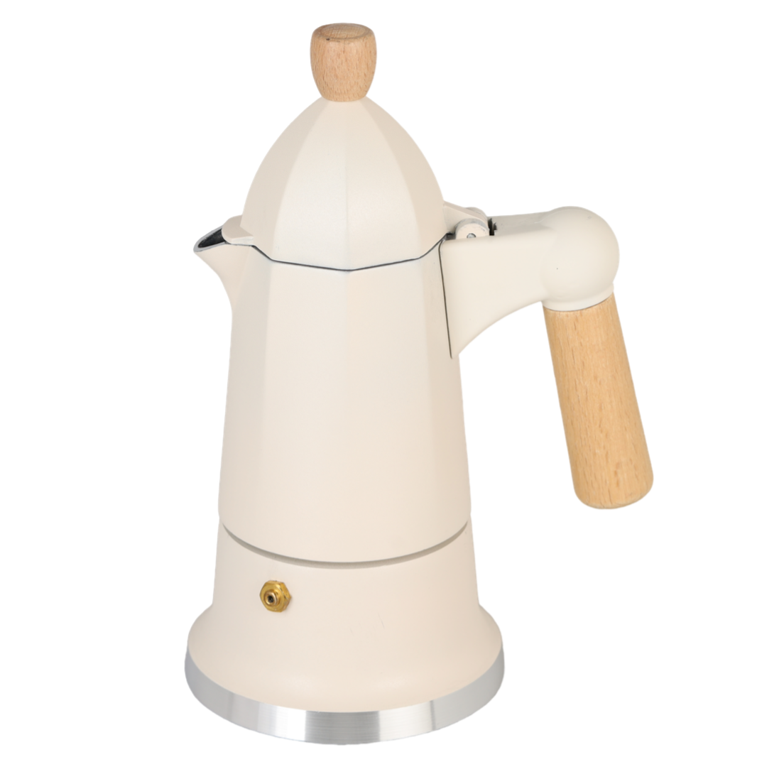 Style гейзерная кофеварка 100 мл из алюминия и бамбука, компактная и стильная