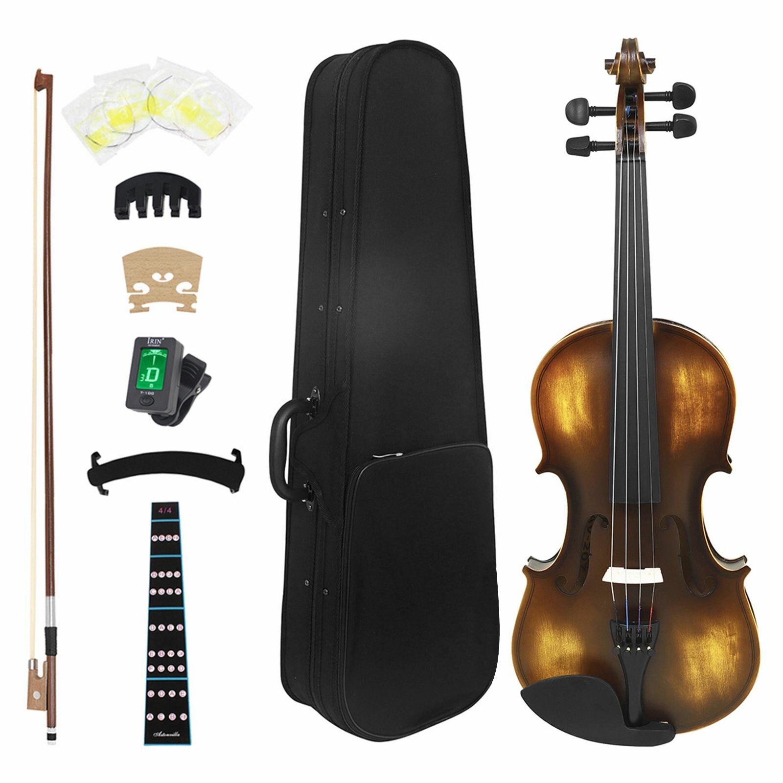 4/4 полноразмерная скрипка яркая акустика с Case & Bow