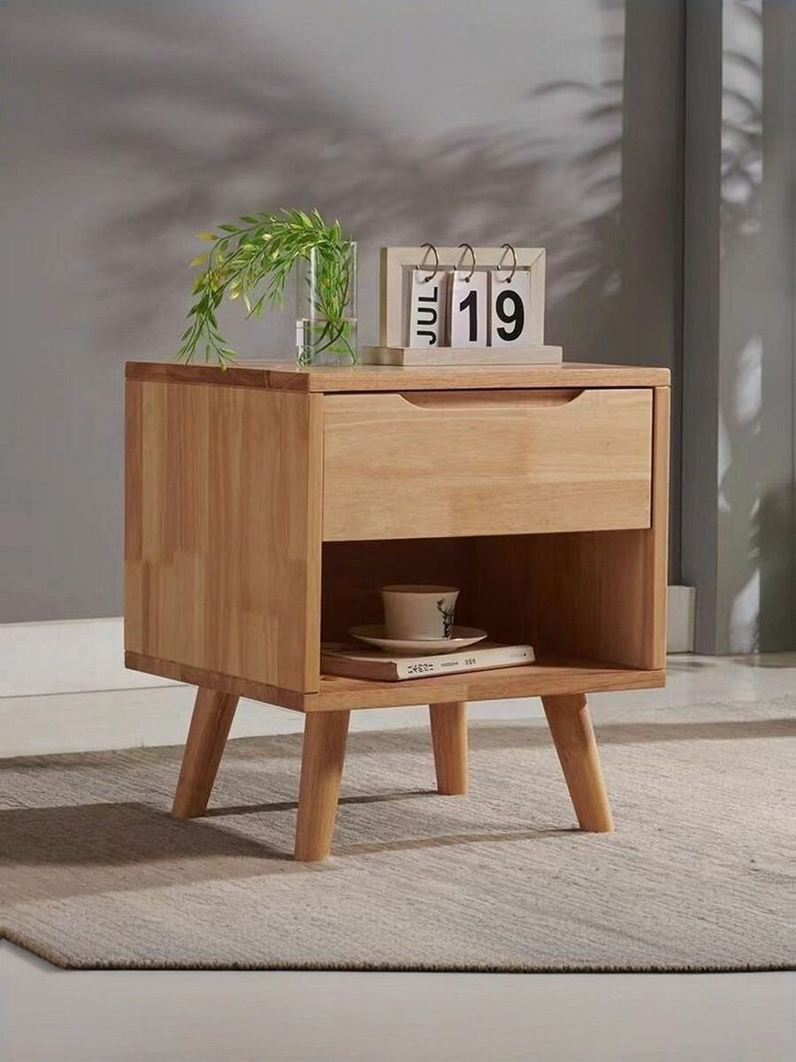 Тумба Лагом мебель 48х40х50 см, прикроватная напольная, в комнату, с 1 ящиком, Светло-коричневый