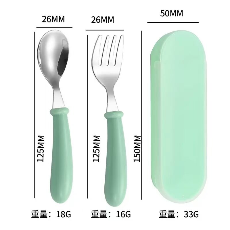 Набор детских столовых приборов в футляре: вилка, ложка