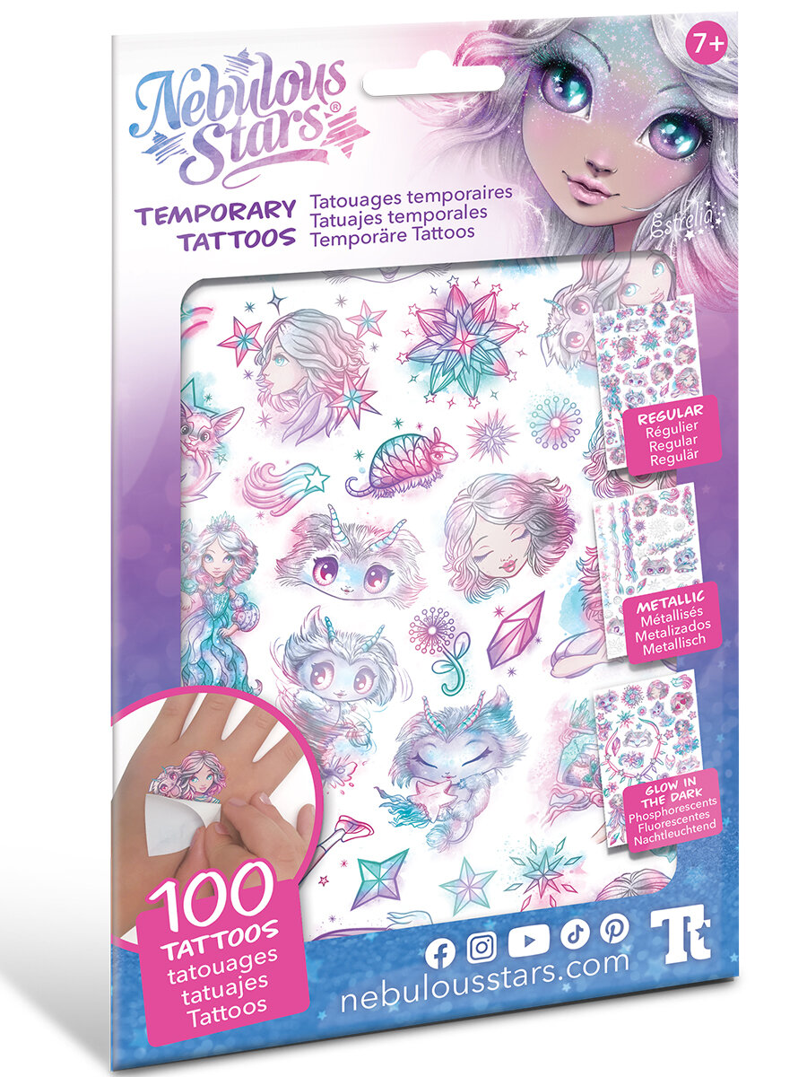 Временные переводные татуировки Nebulous Stars, для девочки (3 листа) 11411_NSDA