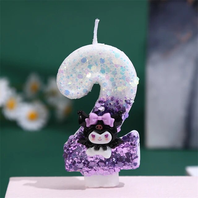 Цифровая мультяшная Куроми фиолетовая цифровая вечеринка ручной работы, торт ко дню рождения, свечной торт, плагин для вставки, намазка на торт