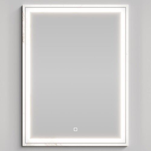 Лайт 60*80 зеркало Мрамор Белый Натур Милк 2537 с подсветкой Led, VOD-OK