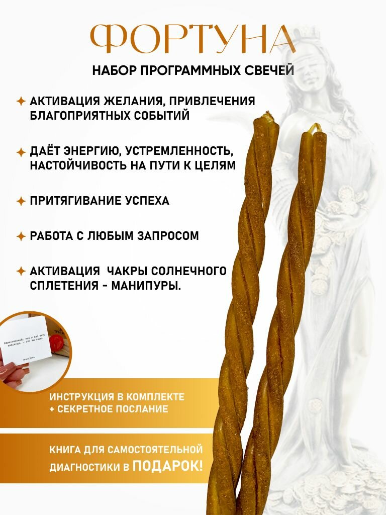 Желтые магические программные свечи ТРИ истока с корицей и эфирным маслом ванили набор "Фортуна"