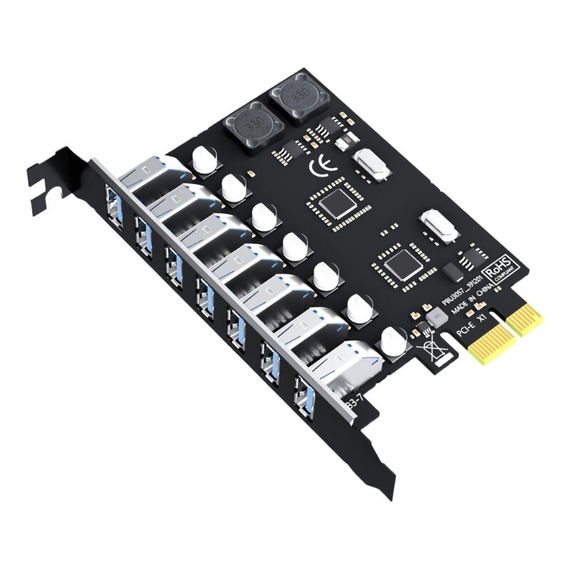 Адаптер USB3.0 PCIE PCIE на 7 портов USB-адаптер расширения Контроллер USB3.0 PCIe-конвертер для настольного ПК