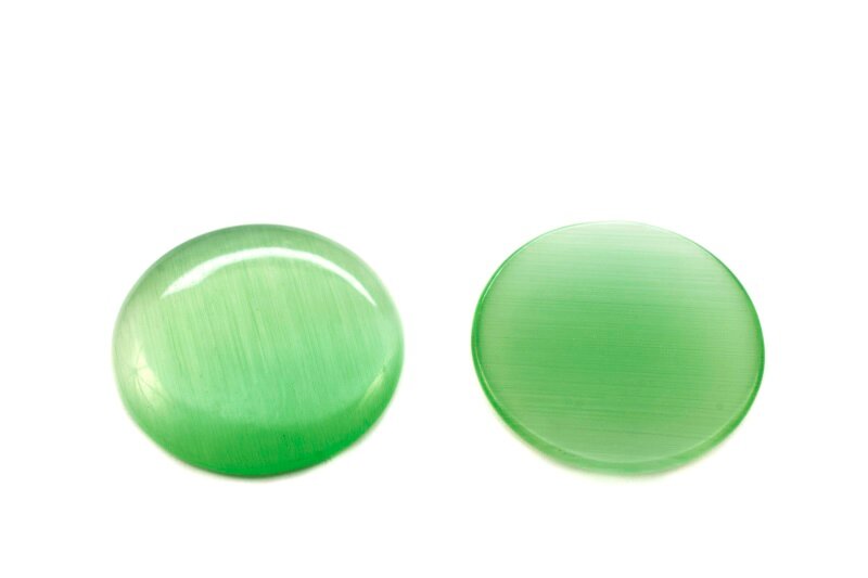 Кабошон круглый Кошачий глаз 20мм, цвет светло-зеленый, 2032-015, 2шт