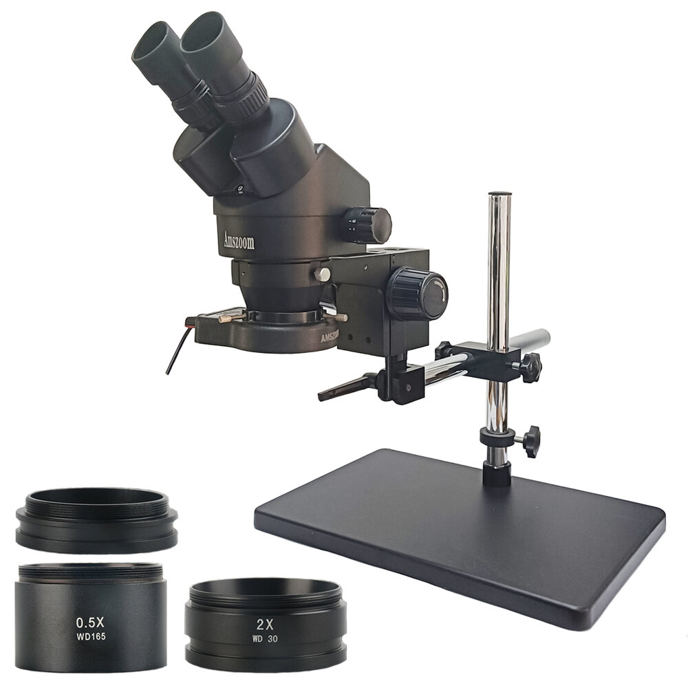 3.5X-90X Dual Arm support Industrial Binocular Stereo Microscope 56 Adjustable LED Lights Professional Phone Soldering Repair