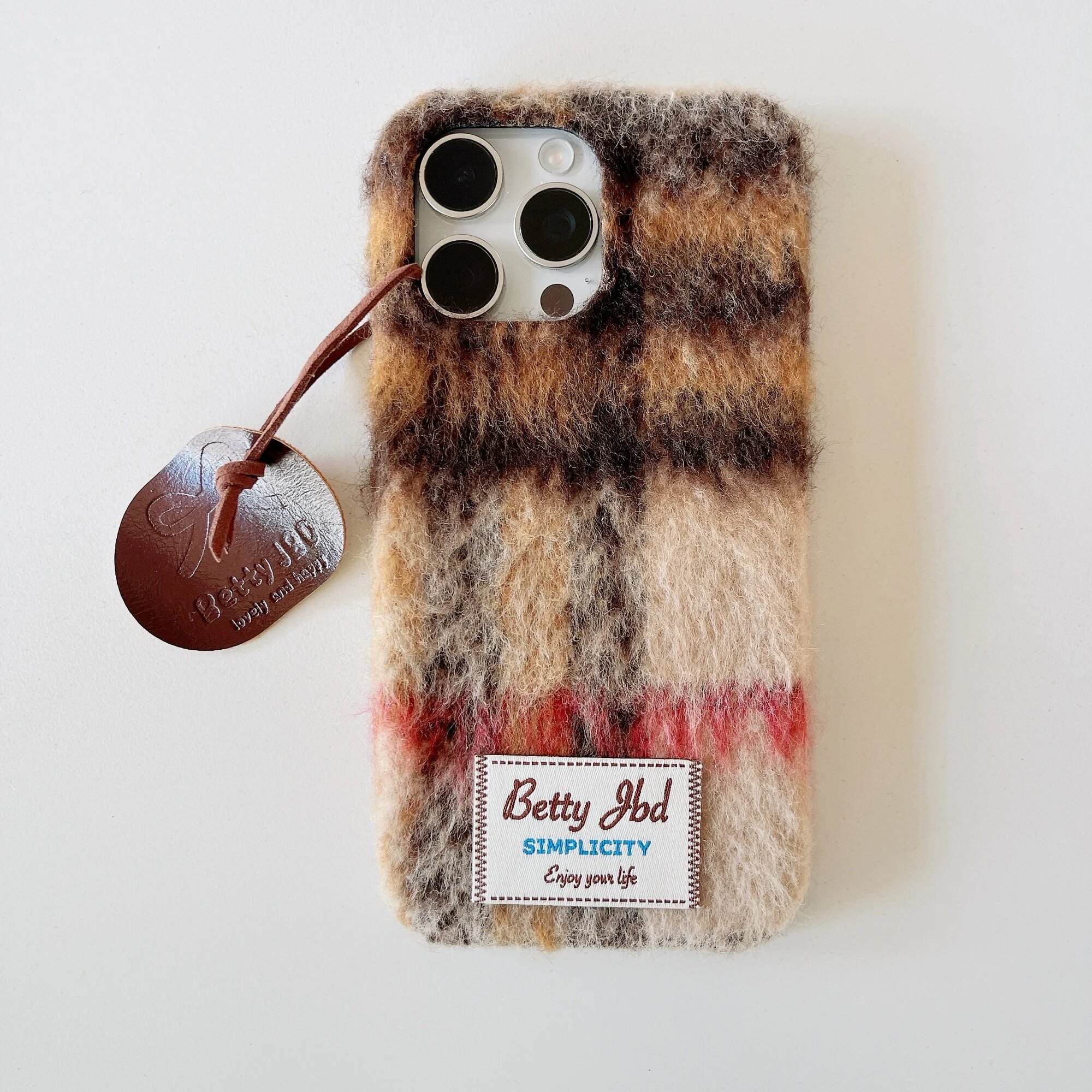 Зимний теплый плюшевый чехол Color Collision для iPhone 16, 15, 14, 13 Pro Max, милый пушистый противоударный защитный чехол с биркой для девочек