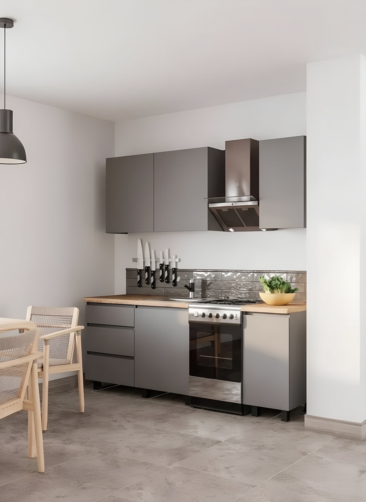 Готовая кухня Асти 1,6м, цвет графит, размер 160х84.6х60 см.