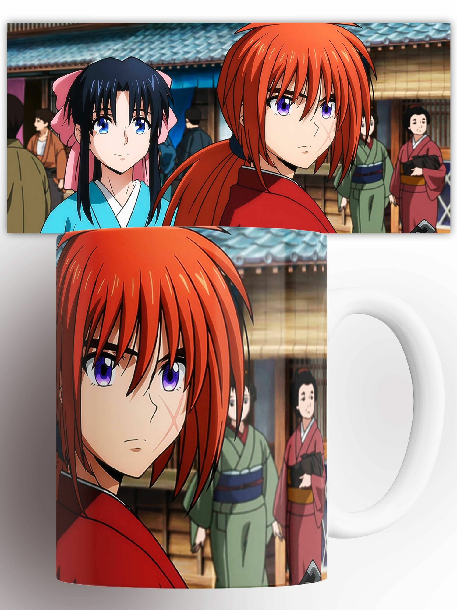 Кружка аниме Бродяга Кэнсин Rurouni Kenshin: Meiji Kenkaku Romantan Химура Каору Камия 330 мл