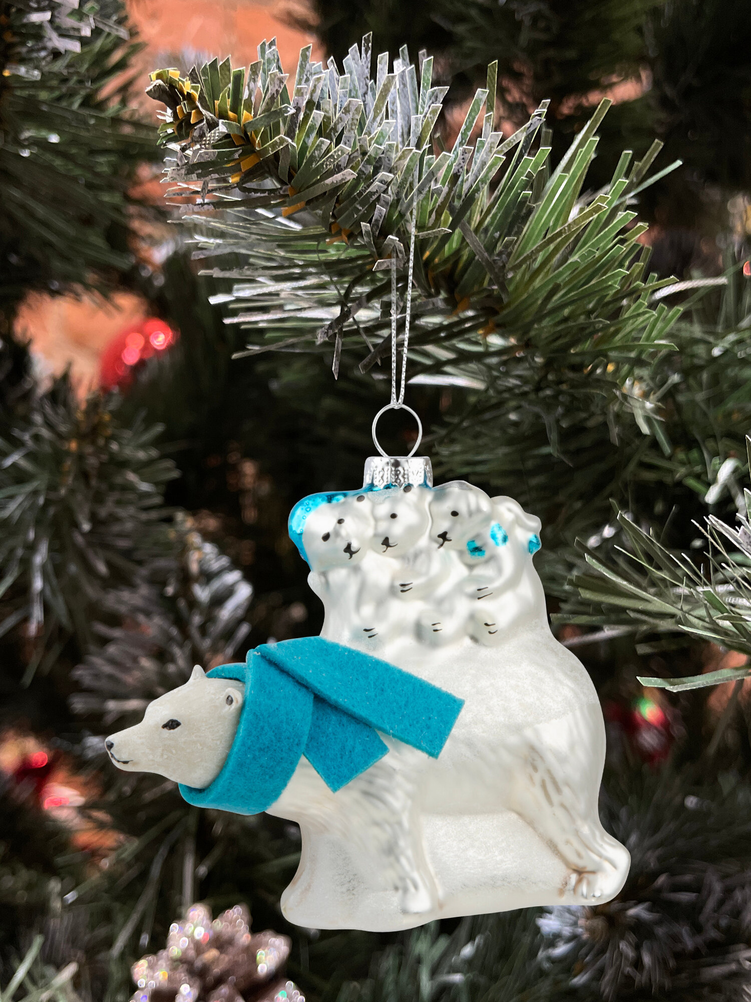 Стеклянные новогодние елочные игрушки "UltraMarin" 222-LN "Медвежья семейка"