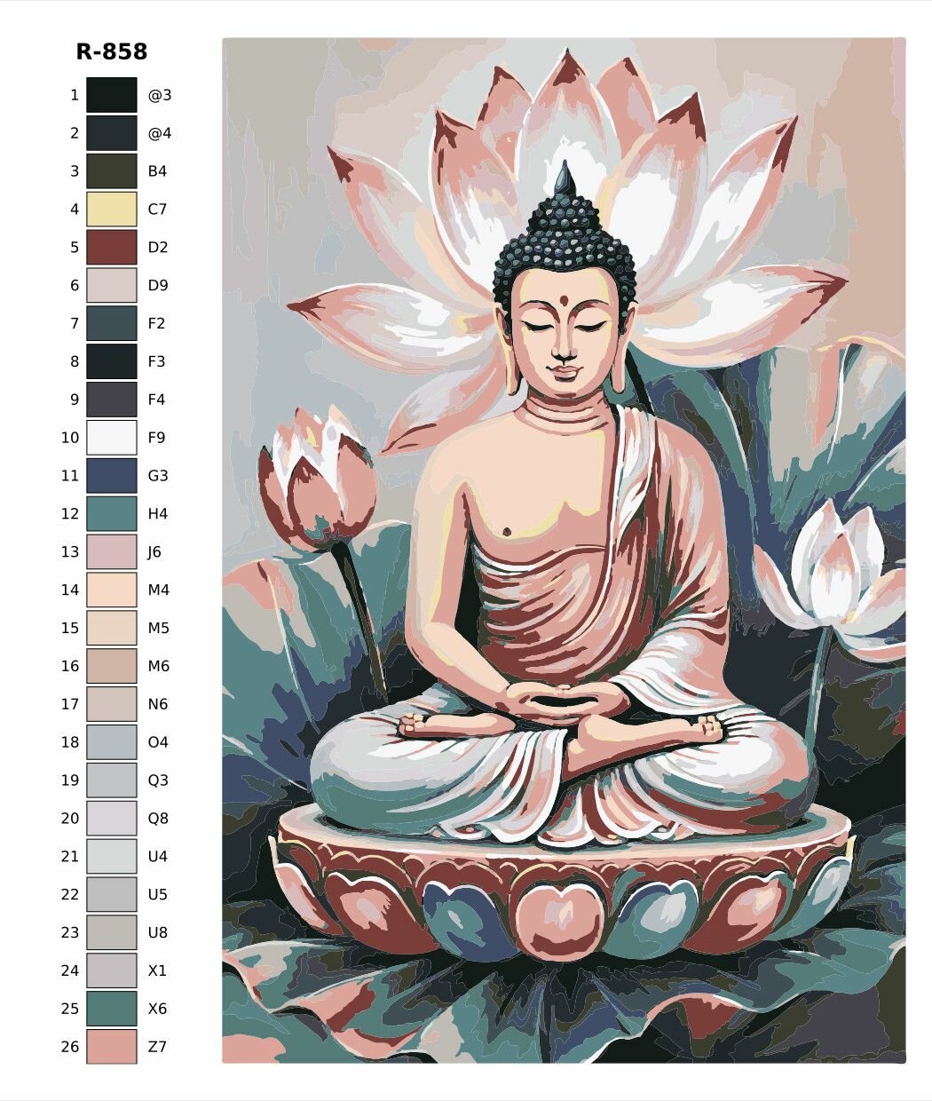 Картина по номерам R858"Будда(симв. духов. просв-я)"50x70