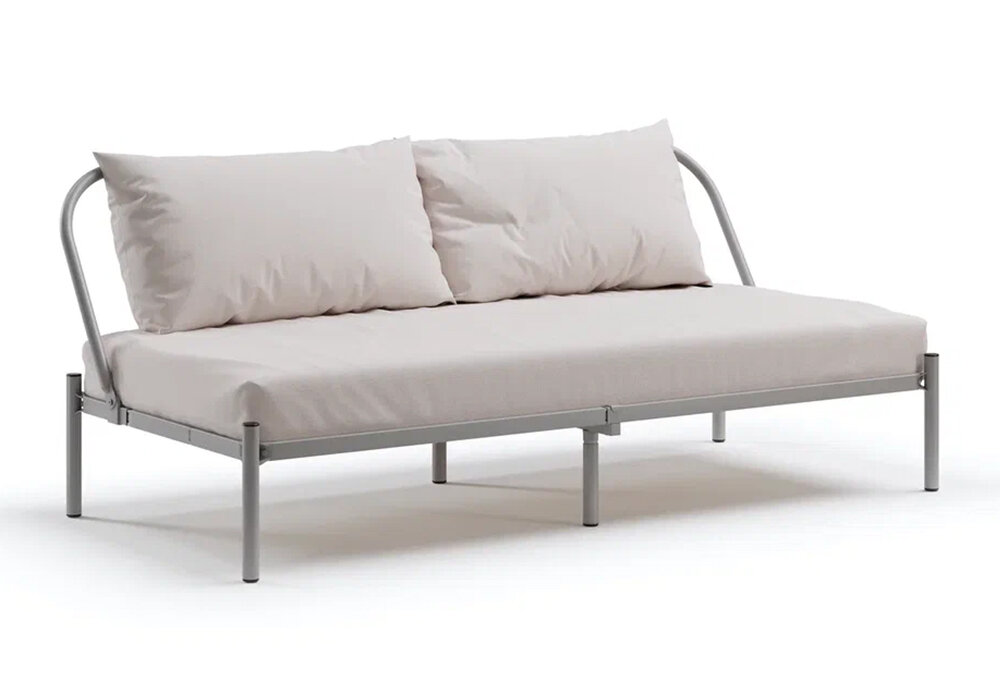 Кровать металлическая односпальная Нонтон Морфей, 90x200 см, ламели, серая