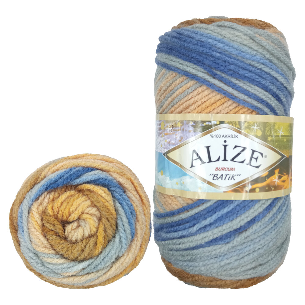 Пряжа для вязания Alize Burcum batik 7914 желтый голубой 100 гр/210 м 100% акрил