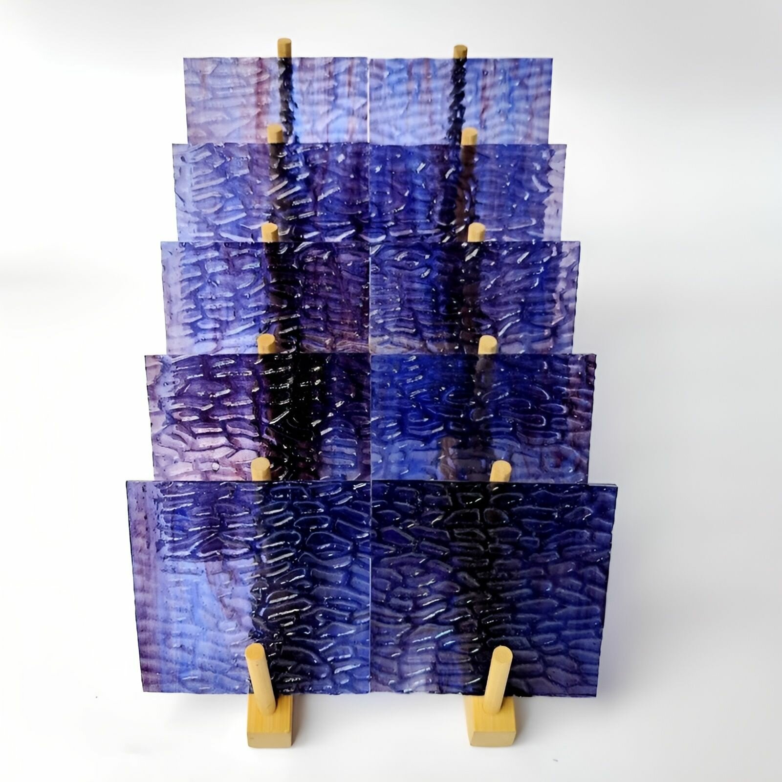 Набор витражного стекла 10 единиц 10 на10 см Синее прозрачное стекло