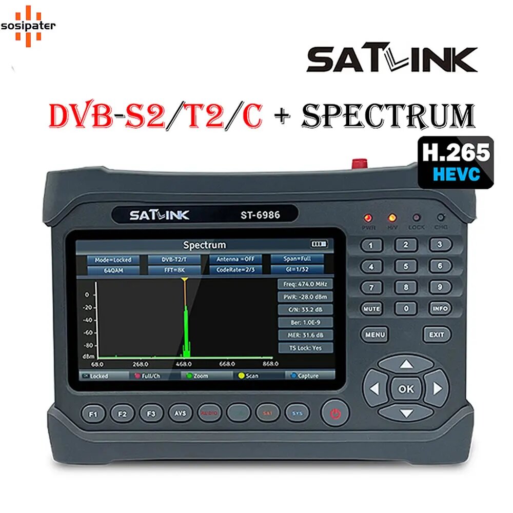 Спутниковый метр Satlink ST-6986, вилка ДжП