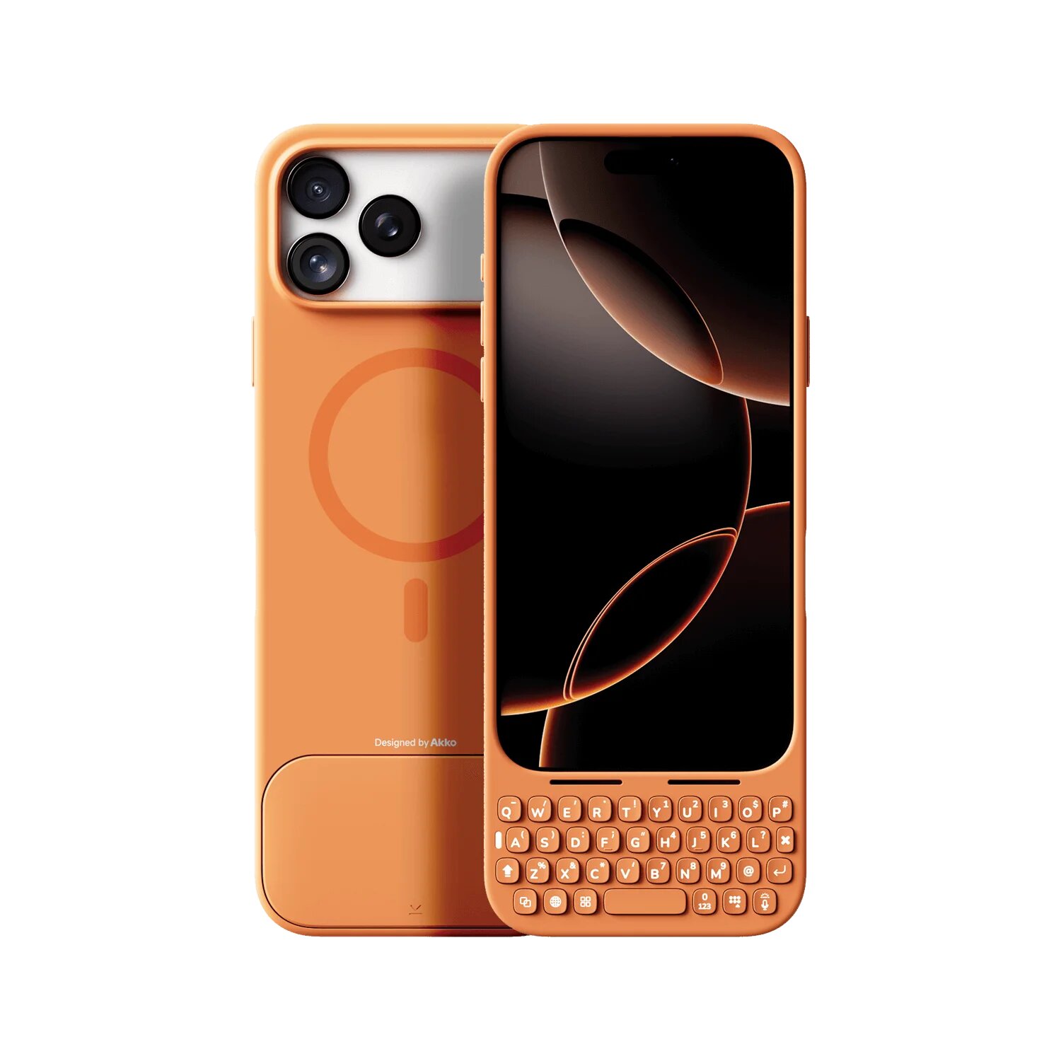 Чехол для телефона Akko MetaKey с клавиатурой, искусственным ТПУ и магнитной поддержкой, 37 клавиш, мини-телефонная клавиатура для iPhone 16 Pro Max 17 Pro Max for 17pm orange