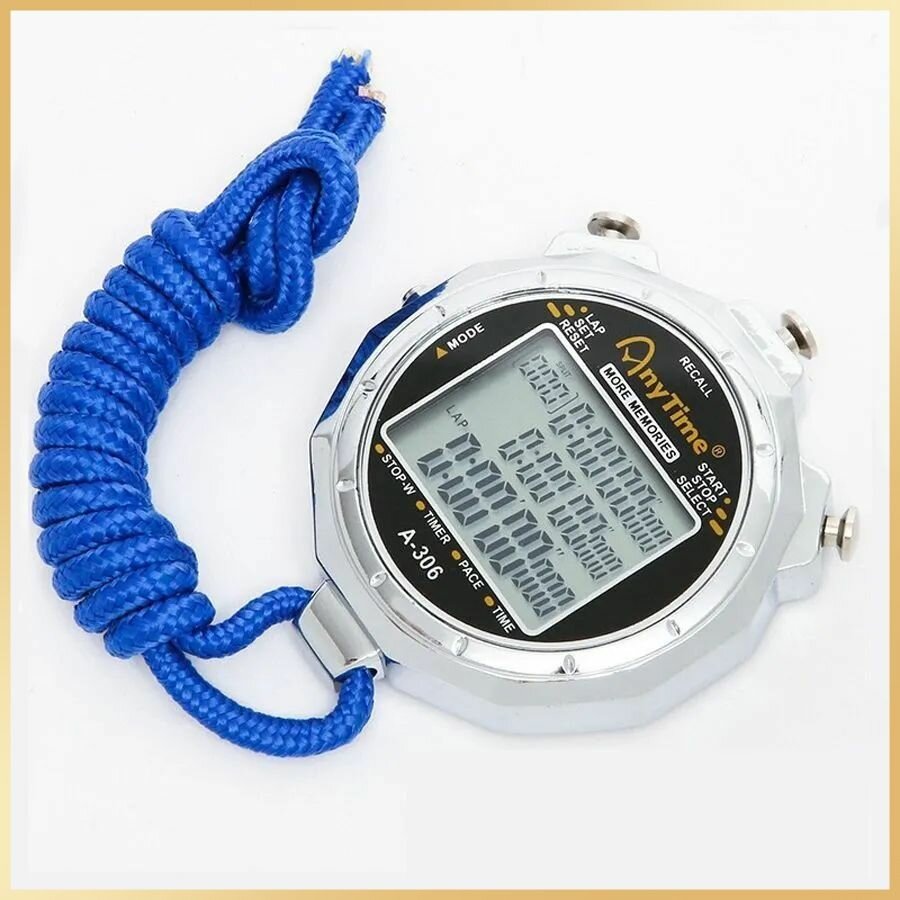 Секундомер 3-х строчный, металлический корпус, влагозащищенный А-306