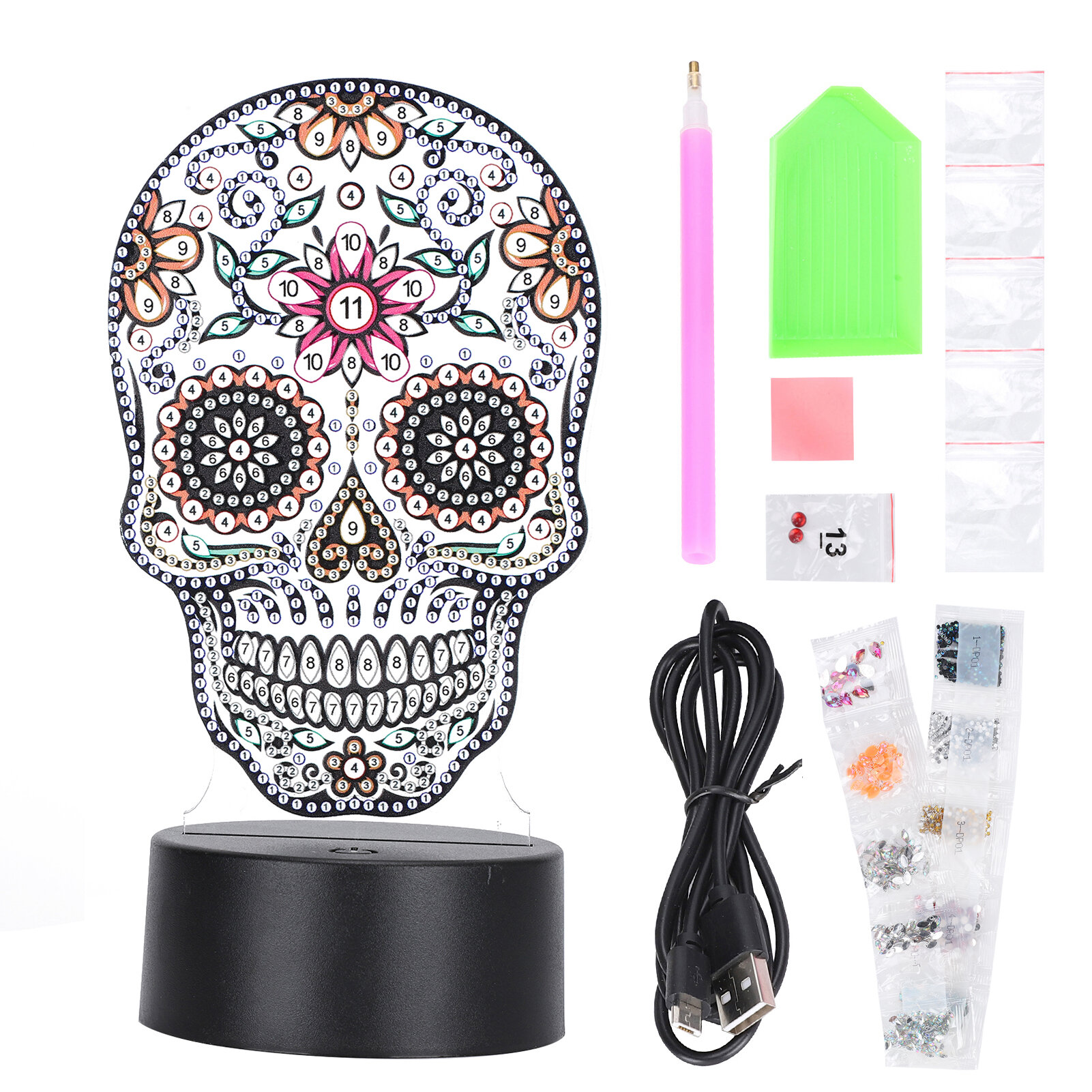 Акриловая DIY Diamond Painting Lamp Светодиодная лампа 7 Цветов USB Night Light Home украшение (DP01)