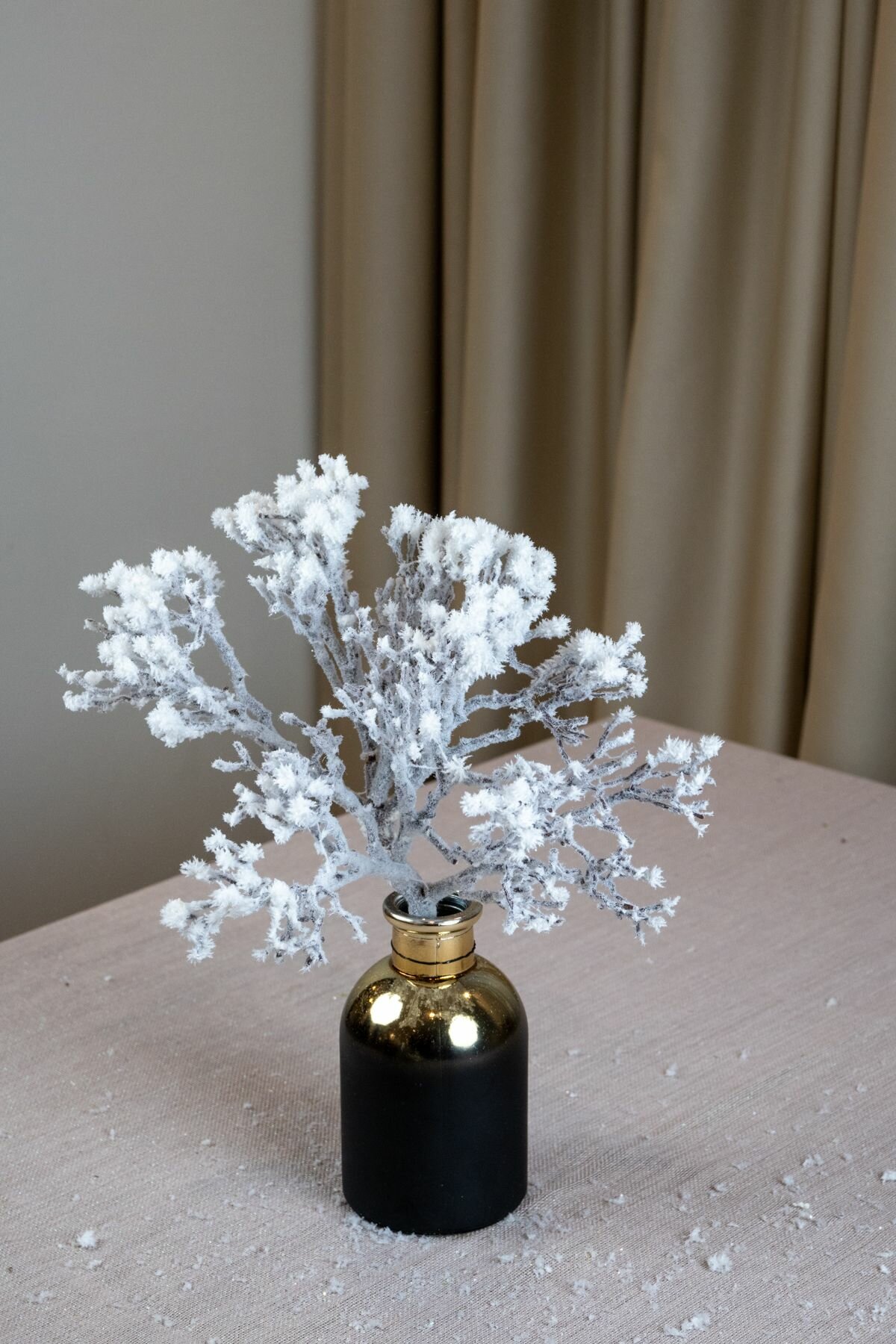 Искусственные цветы премиум новогодняя ветка коряга для декора интерьера заснеженная 36см