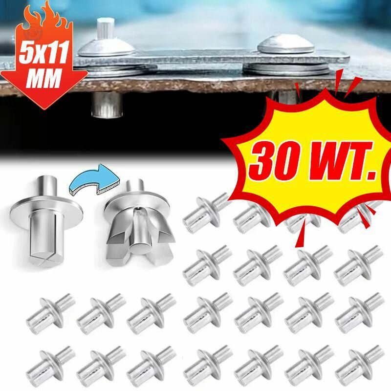 Заклепка алюминиевая для мебели и ремонта, 5 мм, комплект для крепления дверей, шкафов, окон и бетонных конструкций, простой монтаж нажатием