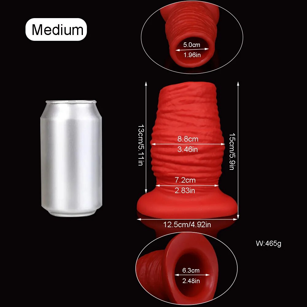 Анальная пробка силиконовая Red Hollow M, 78-98 мм