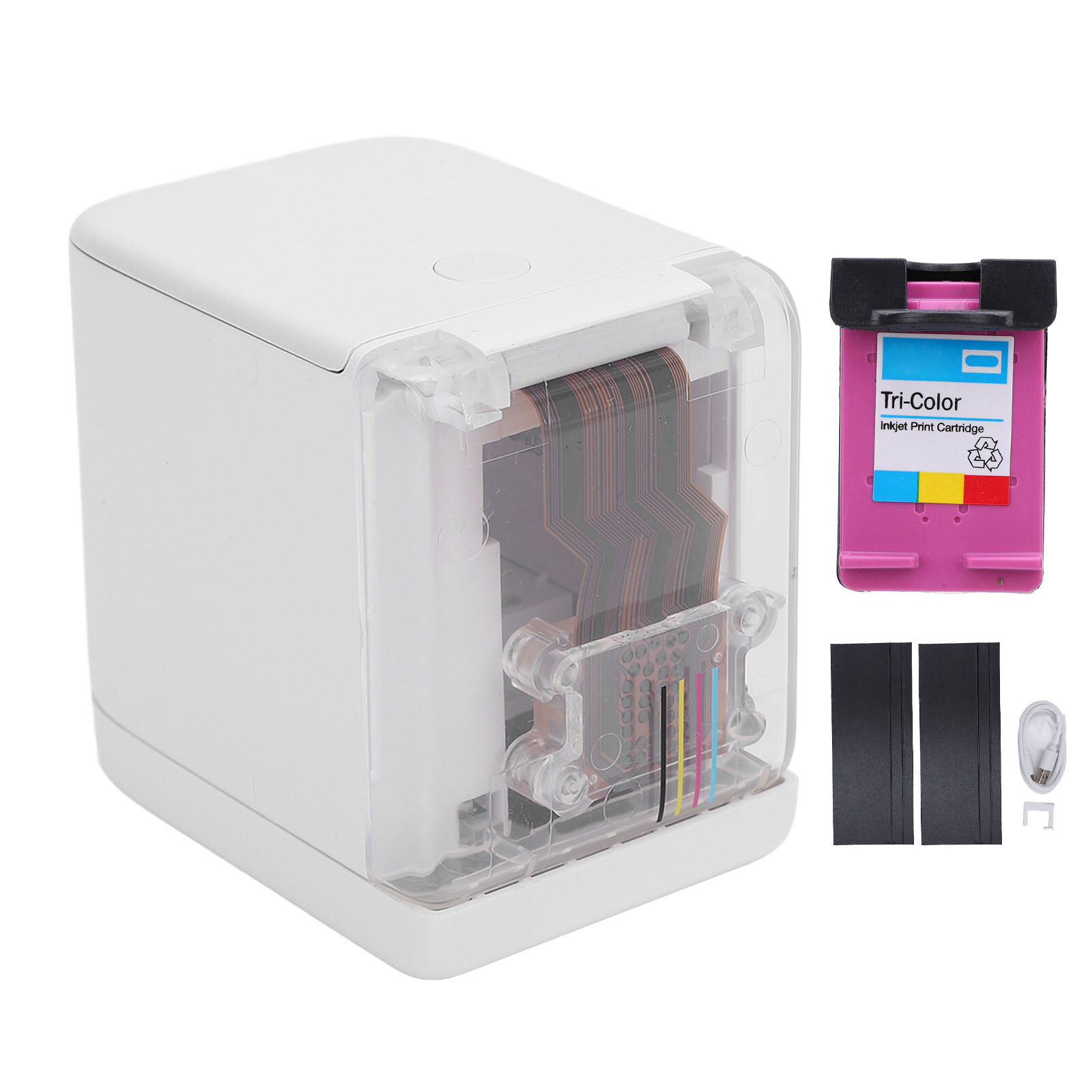 Портативный цветной струйный принтер Многоцелевой компактный беспроводной портативный принтер для кофе Временный принтер для татуировок для продуктов питания для кожи Принтер для древесной бумаги + цветной картридж с чернилами