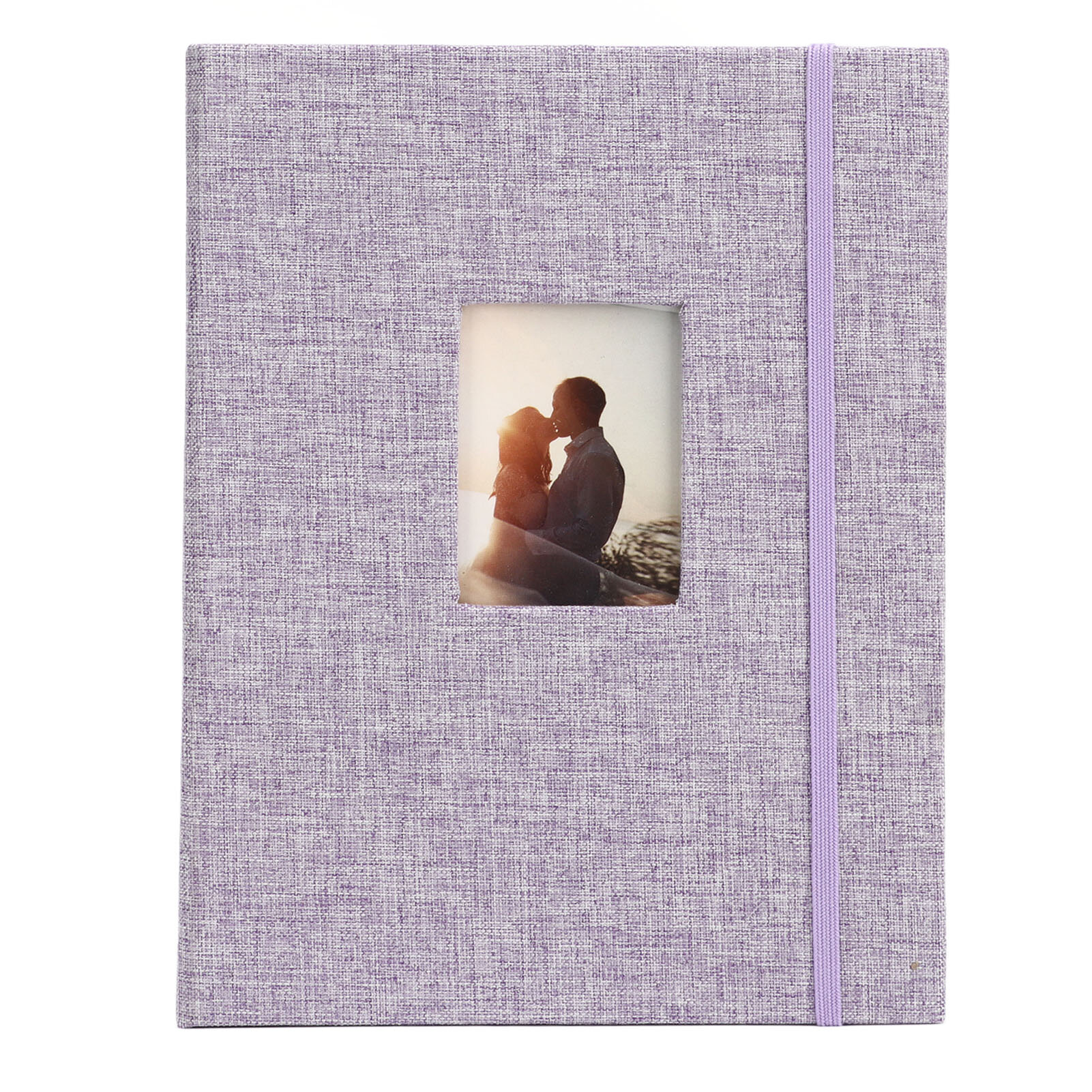 Mini 3in Photo Album Cotton Hemp Woven Shell 208 Pocket Decorative Picture for Ticket Card Purple