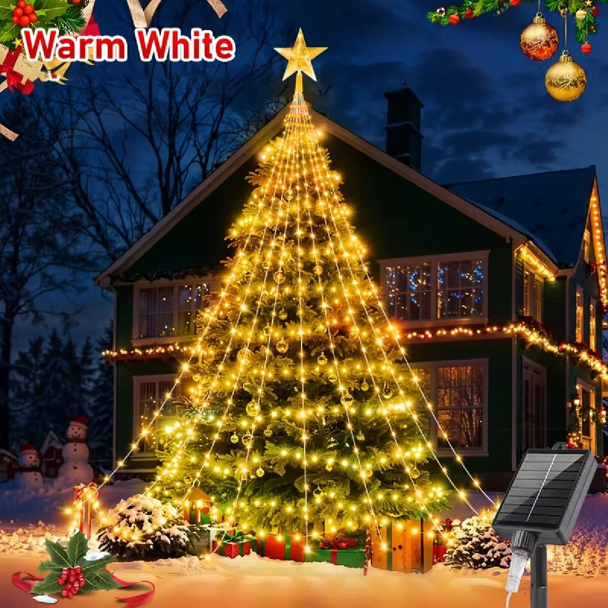 Солнечная гирлянда "Водопад", Warm White, 2m