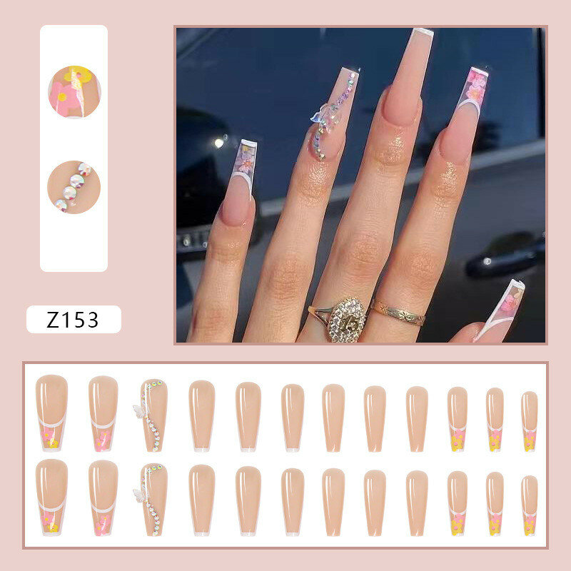 Luxurious aurora butterfly long fashion nails with adhesive for elegant nail art
