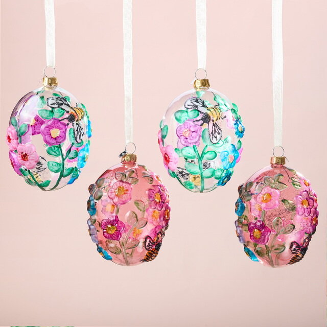 Елочные игрушки Яйца - Bebington 11 см, 4 шт, подарочная коробка, стекло, Winter Deco, 5030142-набор