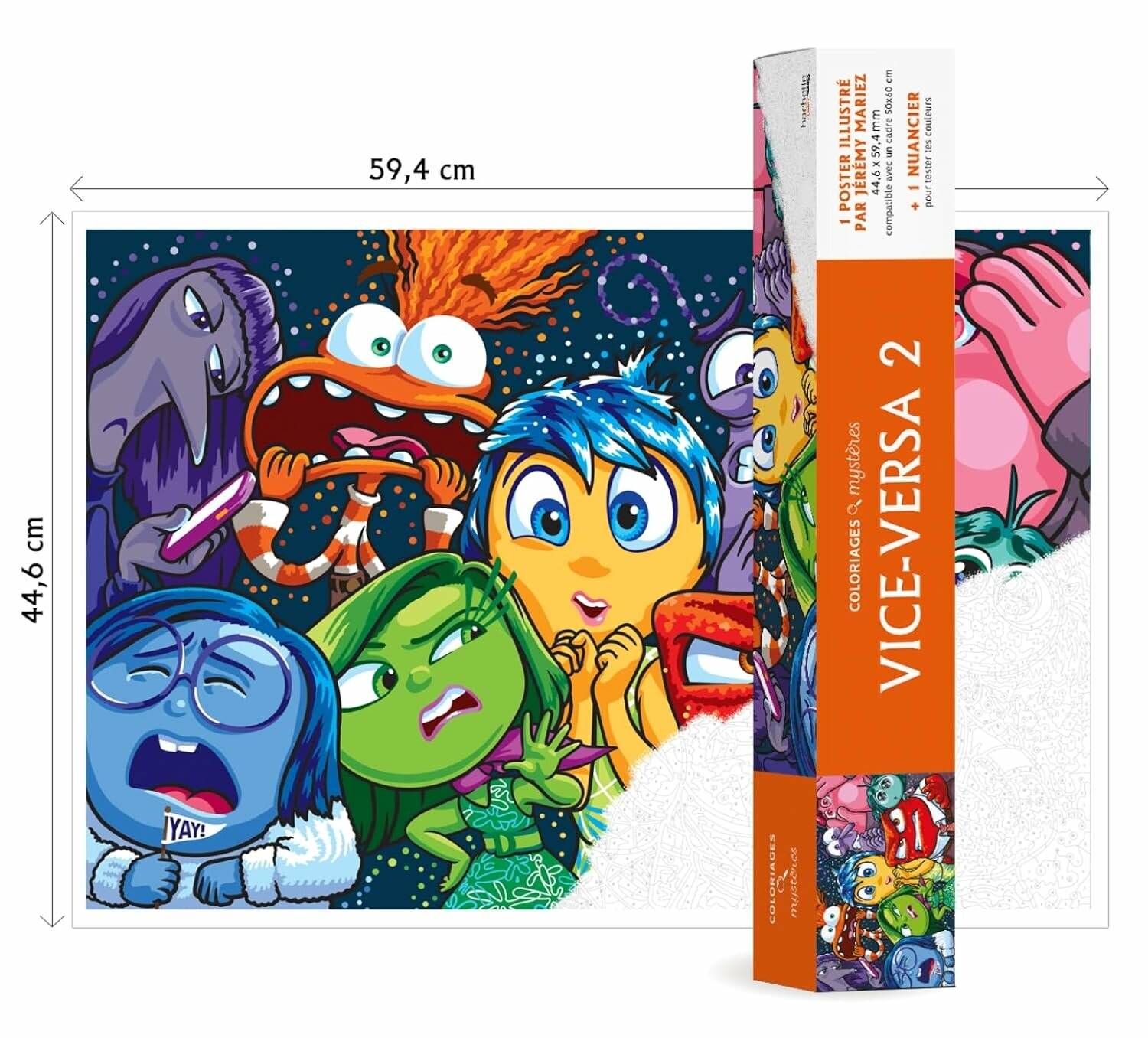 Постер-раскраска по номерам Hachette Coloriages mysteres Disney - Плакат Головоломка/Vice Versa 2, формат А2 - 2017276448