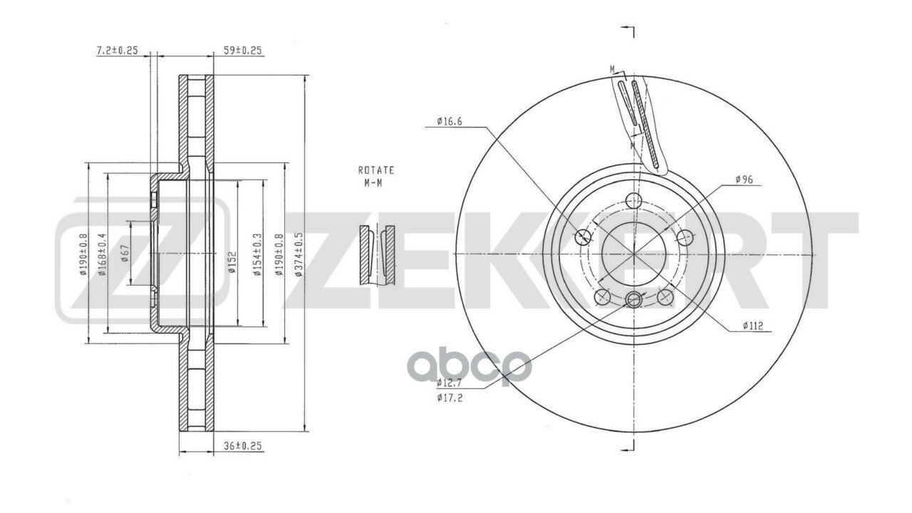 Диск тормозной передний правый BMW 5 (G30 F90) 16- X5 (G05 F95) 18- 3 (G20/80/28) 19- X6 (G06 F96 Zekkert арт. bs-6864